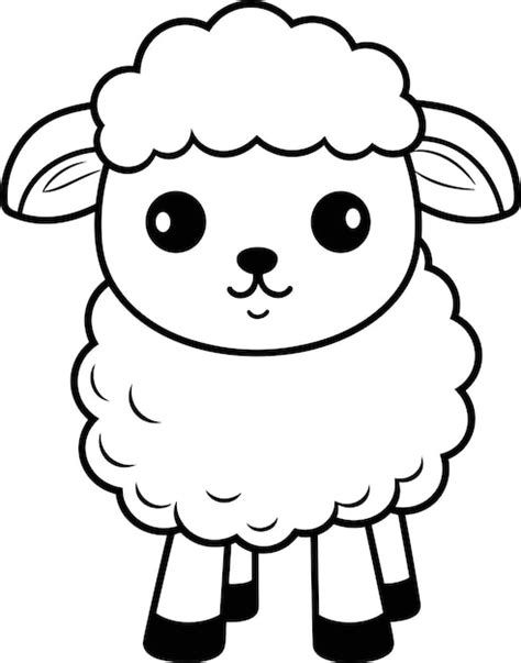 Página para colorear de ovejas para niños ilustración de contorno