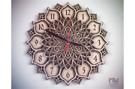C01 Mandala Clock DXF Laser Cut Clock Wall Clock SVG 580048