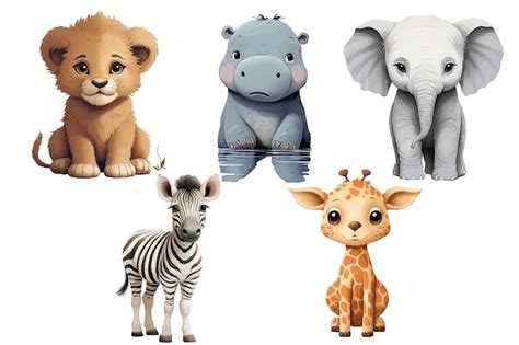 Zestaw Sute Baby śmieszne Zwierzęta Hipopotam Słoń żyrafa Lew Zebra W