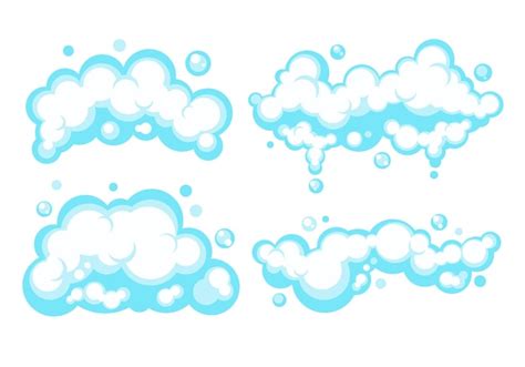 Mousse De Savon De Dessin Animé Sertie De Bulles Mousse Bleu Clair De