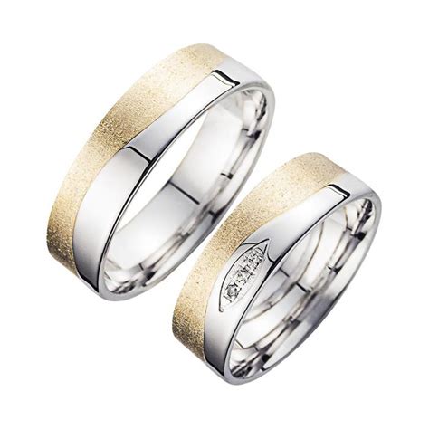 Unique Eheringe Gelb und Weißgold mit Diamanten Breite 6 mm WR0898