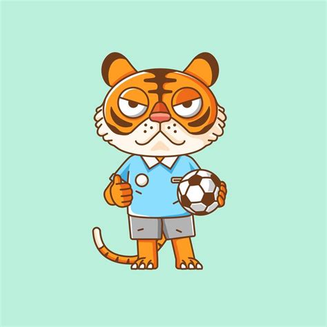 linda Tigre fútbol jugador animal kawaii chibi personaje mascota