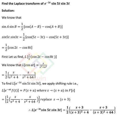 Find The Laplace Transform Of E T Sin T Sin T Yawin