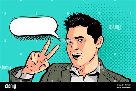 Happy Geschäftsmann oder junger Mann in Pop Art retro Comic Stil Sieg