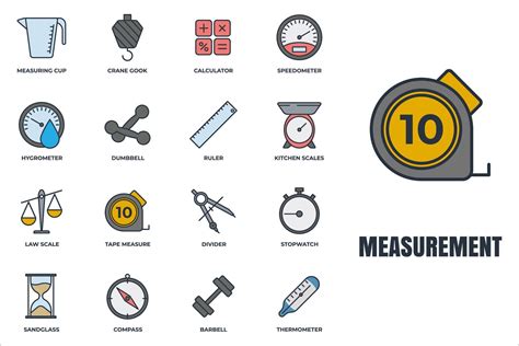 Set Of Measuring Icon Logo Vector Illustration Measure Measurement