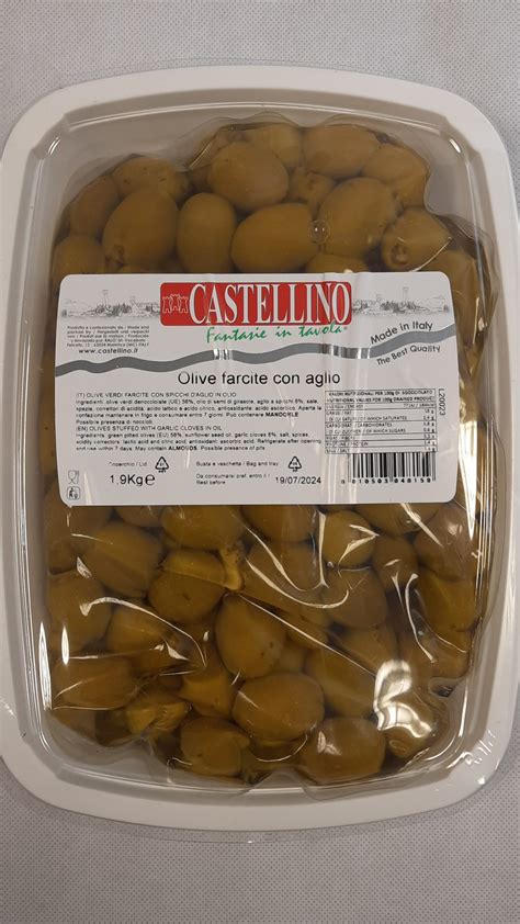 Castellino Large Green Olives Stuffed With Garlic 1 9kg Michael Lee