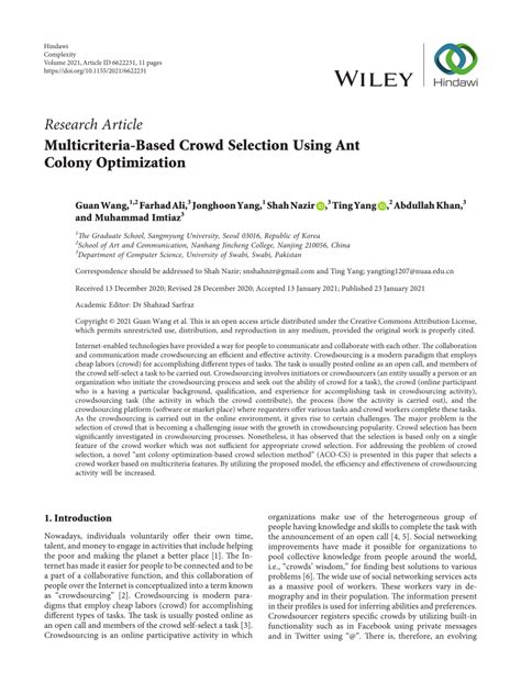 pdf multicriteria based crowd selection using ant colony optimization