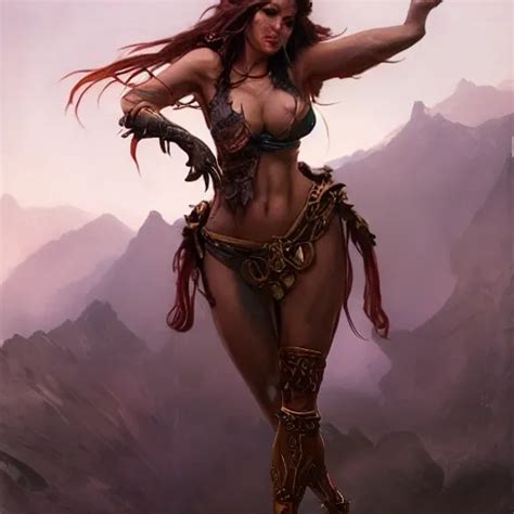With Big Breasts And Semi Naked Buttocksportrait Full Body Femal
