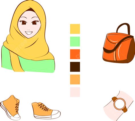 Premium Vector L Cute Ukhti Style Outfit Hijab Design Character Simple