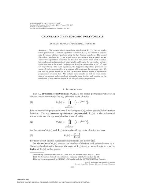 pdf calculating cyclotomic polynomials