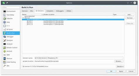 configuring qt creator for the raspberry pi ics