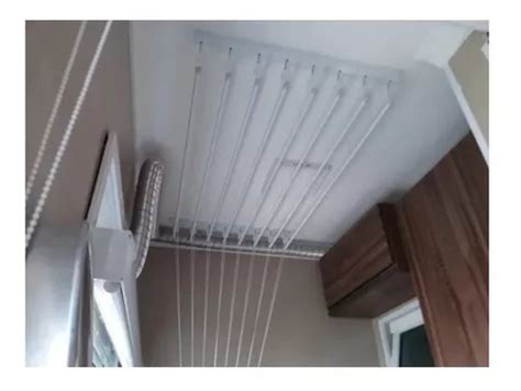 Varal Teto Individual 10 Varetas Alumínio Branco 100cm Facil