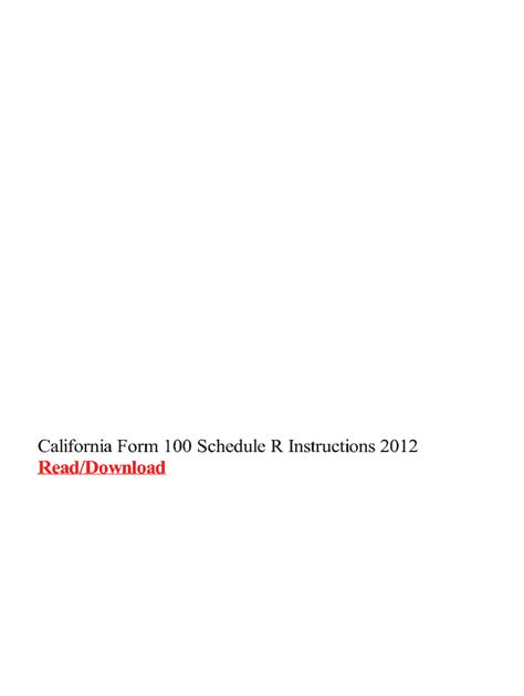 Fillable Online California Form Schedule R Instructions Fax