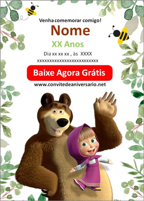 Convite Masha E O Urso Convites