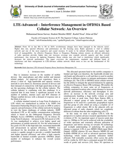 pdf lte advanced interference management in ofdma based cellular network an overview