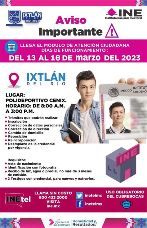Módulo del INE estará funcionando en Ixtlán del 13 al 16 de marzo