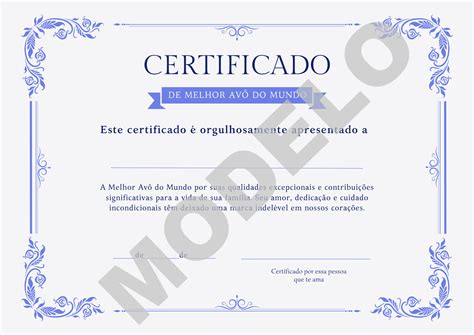 Certificado Melhor Avô do Mundo Equipe Portal do Motoka Hotmart
