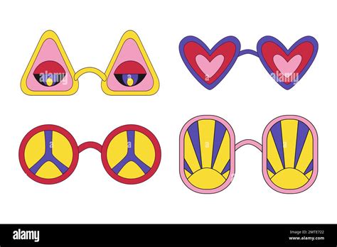 Acid Rave Y2k Sunglasses Set Eyes Heart Peace Sun Groovy Sunglasses In