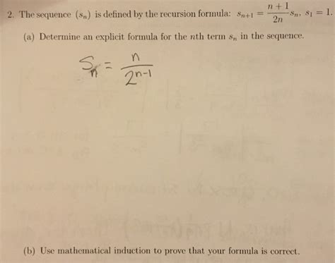 solved n 2 the sequence sn is defined by the recursion