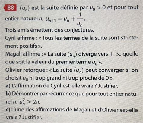 Bonjour Jai Besoin Daide Pour Un Exo De Terminale Sur Les Suites