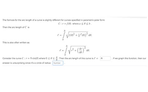 solved the formula for the arc length of a curve is slightly