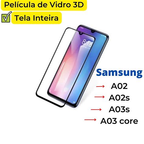 Película de Vidro 3D Tela Inteira Samsung Galaxy A02 A02s A03s