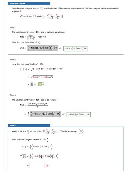 solved tutorial exercise find the unit tangent vector t t