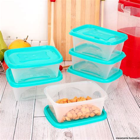 Conjunto Pote Mantimentos Multiuso 6 Peças C Tampa Jaguar Feira da