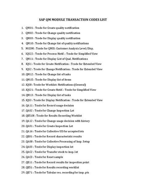 sap qm tcodes pdf information technology management computing