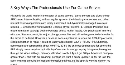 Five Key Tactics The Professionals Use For Game Serverljcld Pdf Pdf