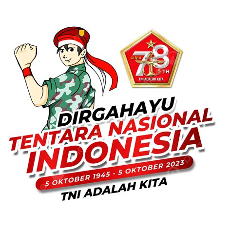 Kartu Ucapan Hut Tni 2023 Dengan Kartun Tentara Indonesia Dan Logo Ke