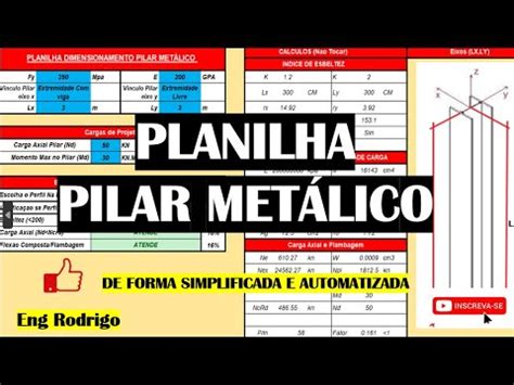 PILARES METÁLICOS Planilha Dimensionamento e Calculo Perfil W e H