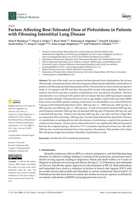 Pdf Factors Affecting Best Tolerated Dose Of Pirfenidone In Patients