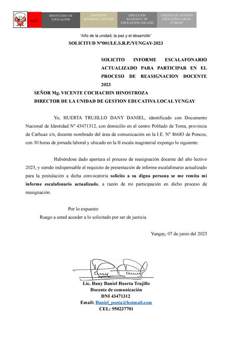 Solicitud DE Informe Escalafonario Digital lenguaje y comunicación
