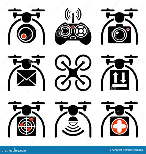Sistema De Iconos De Los Quadrocopters Ilustración del Vector