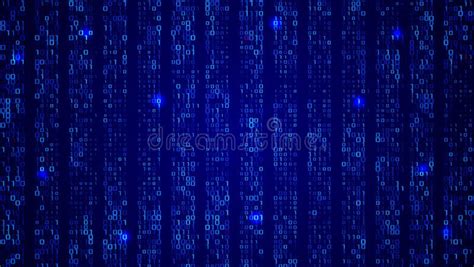 A Stream Of Binary Matrix Code On The Screen Numbers Of The Computer