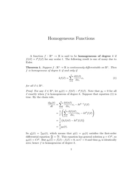 homogeneous functions