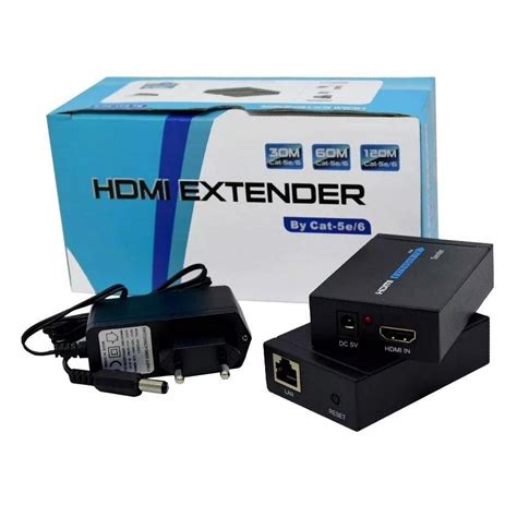 Extensor Hdmi 60 Metros X Rj45 Cat5 Cat6 3D 1080P Bivolt Submarino