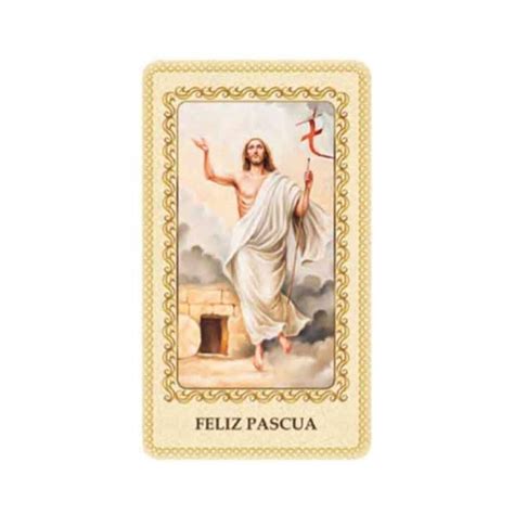 Estampa de Jesus Resucitado plastificada con oracion Estampería San José