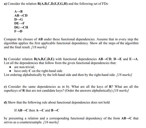 solved a consider the relation r a b c d e f g h and the