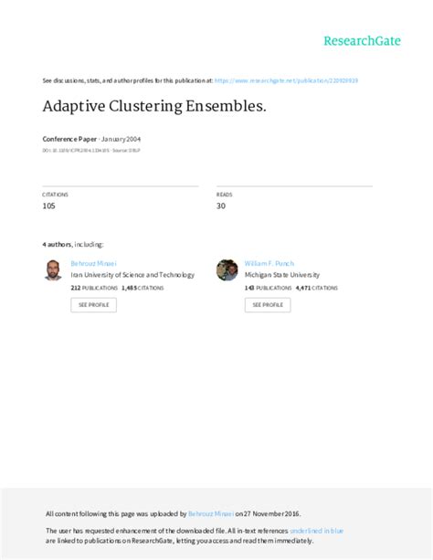 pdf clustering ensembles models of consensus and weak partitions alexander topchy