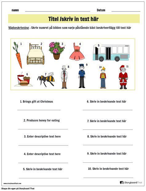 Ordförråd arbetsblad Storyboard by sv examples