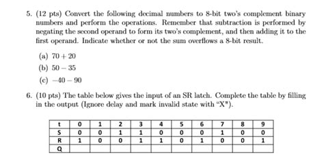 solved 5 12 pts convert the following decimal numbers to