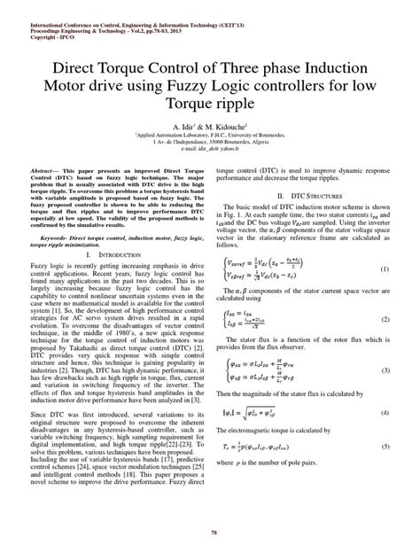 direct torque control of three phase induction motor drive using fuzzy logic controllers for low