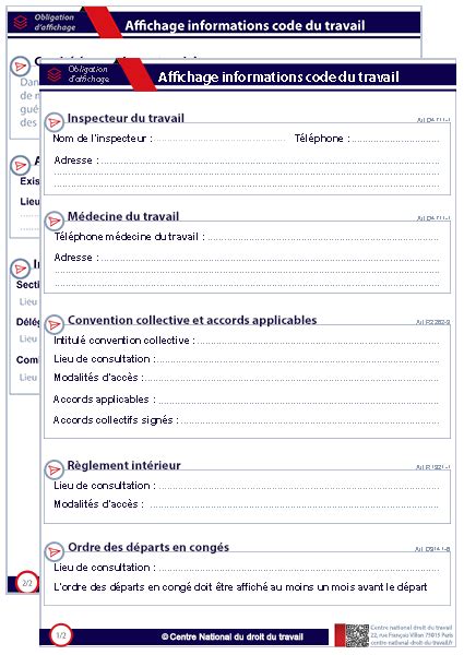 Poster Horaires De Travail Affichage Obligatoire 2023 Tableau D