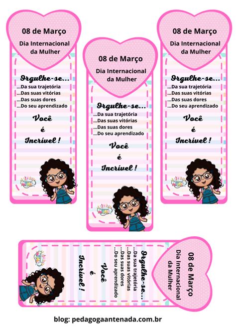 Marca páginas Dia Internacional da Mulher PEDAGOGA ANTENADA
