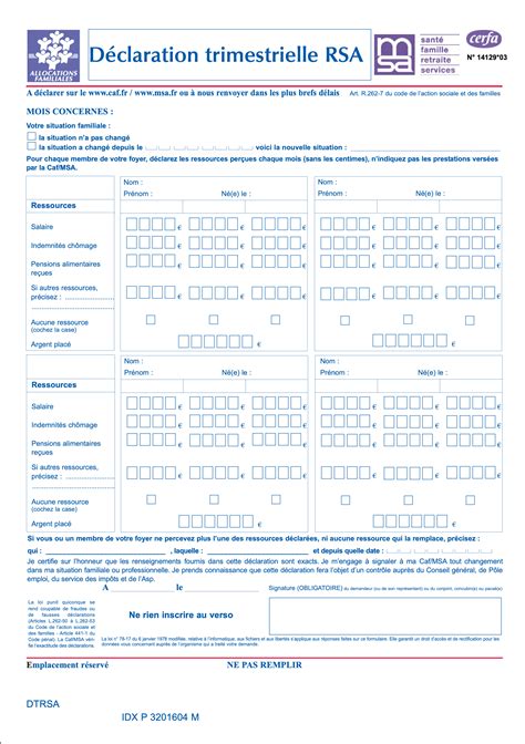 Votre D Claration Trimestrielle De Ressources Pour Le Rsa Caf En Ligne