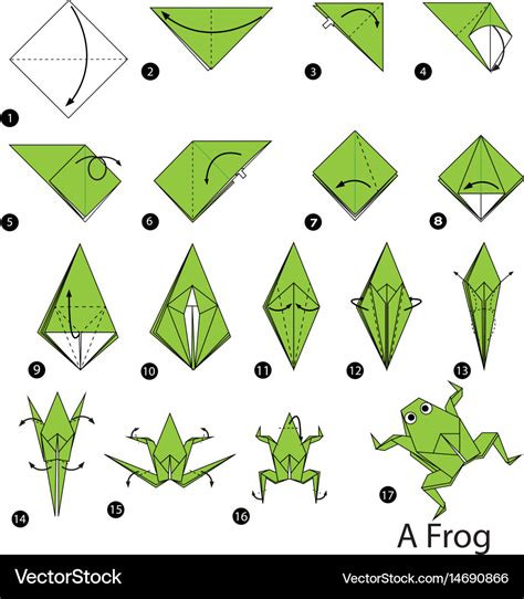Step By Step Instructions How To Make Origami Vector Image