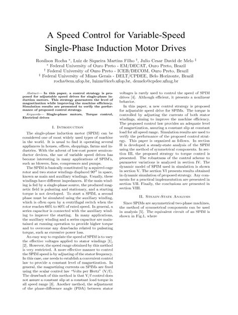 a speed control for variable speed single phase induction motor drives ieee conference