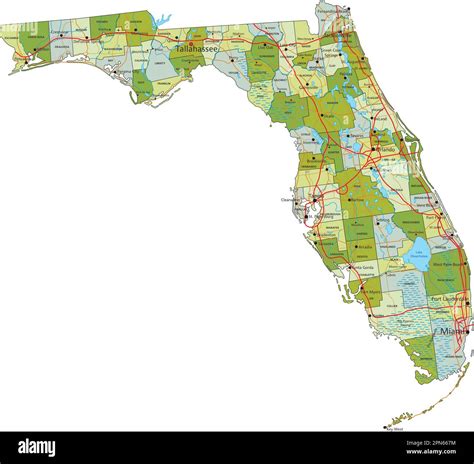 Highly Detailed Editable Political Map With Separated Layers Florida